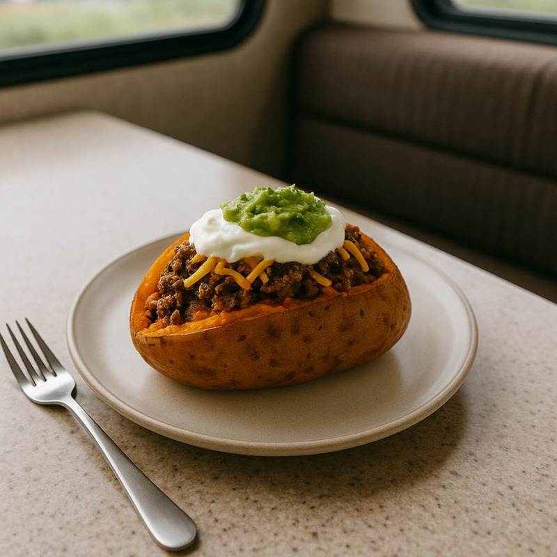 Cheesy Taco Potatoes - RV Destinations Magazine